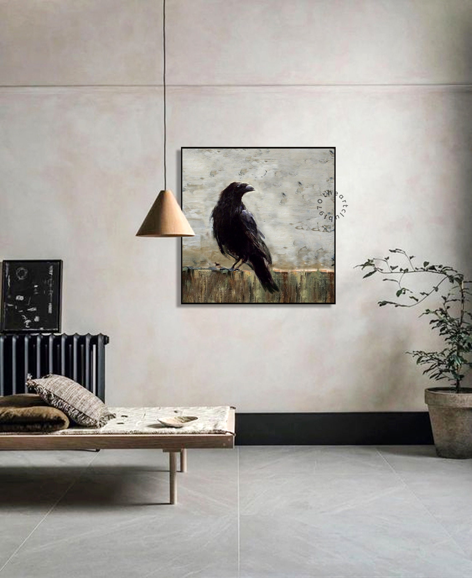 Acrylic Crow Painting Original Bird Oil Painting on Canvas Black Raven ...