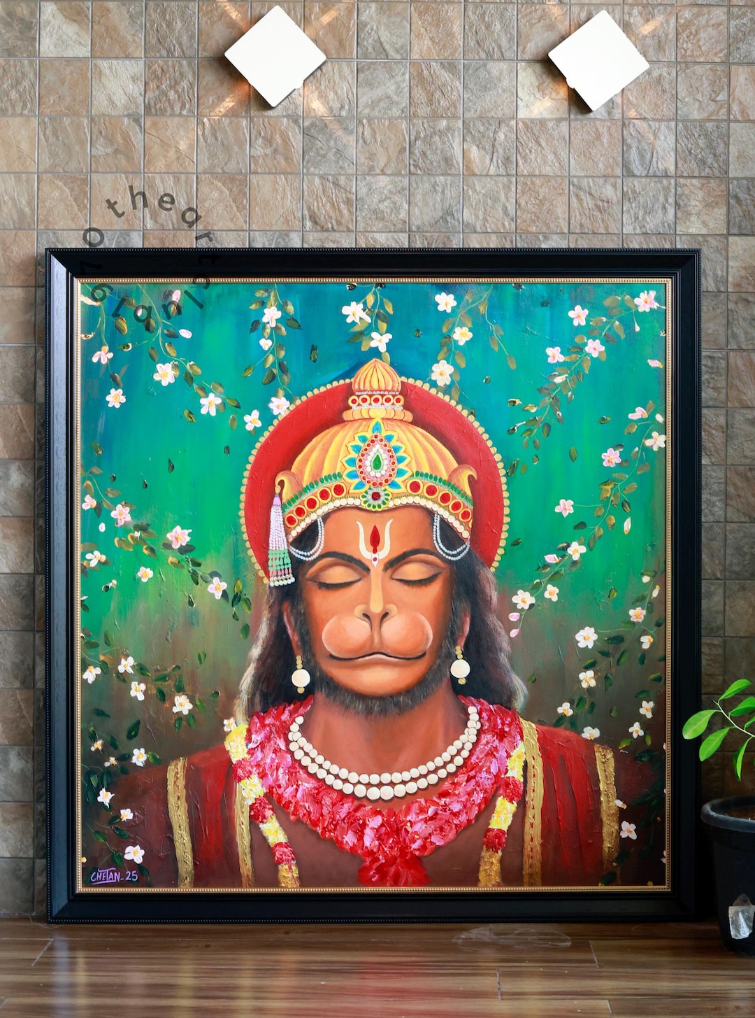 Large Original Handmade Hanuman Wall Art Lord Hanuman Painting on ...