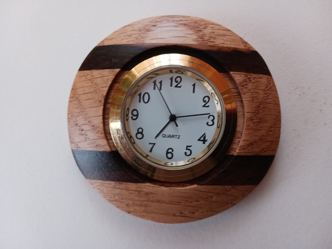 Tiny Small Wood Clock, Tiny Office Clock, Fridge Magnet Clock, Stove ...