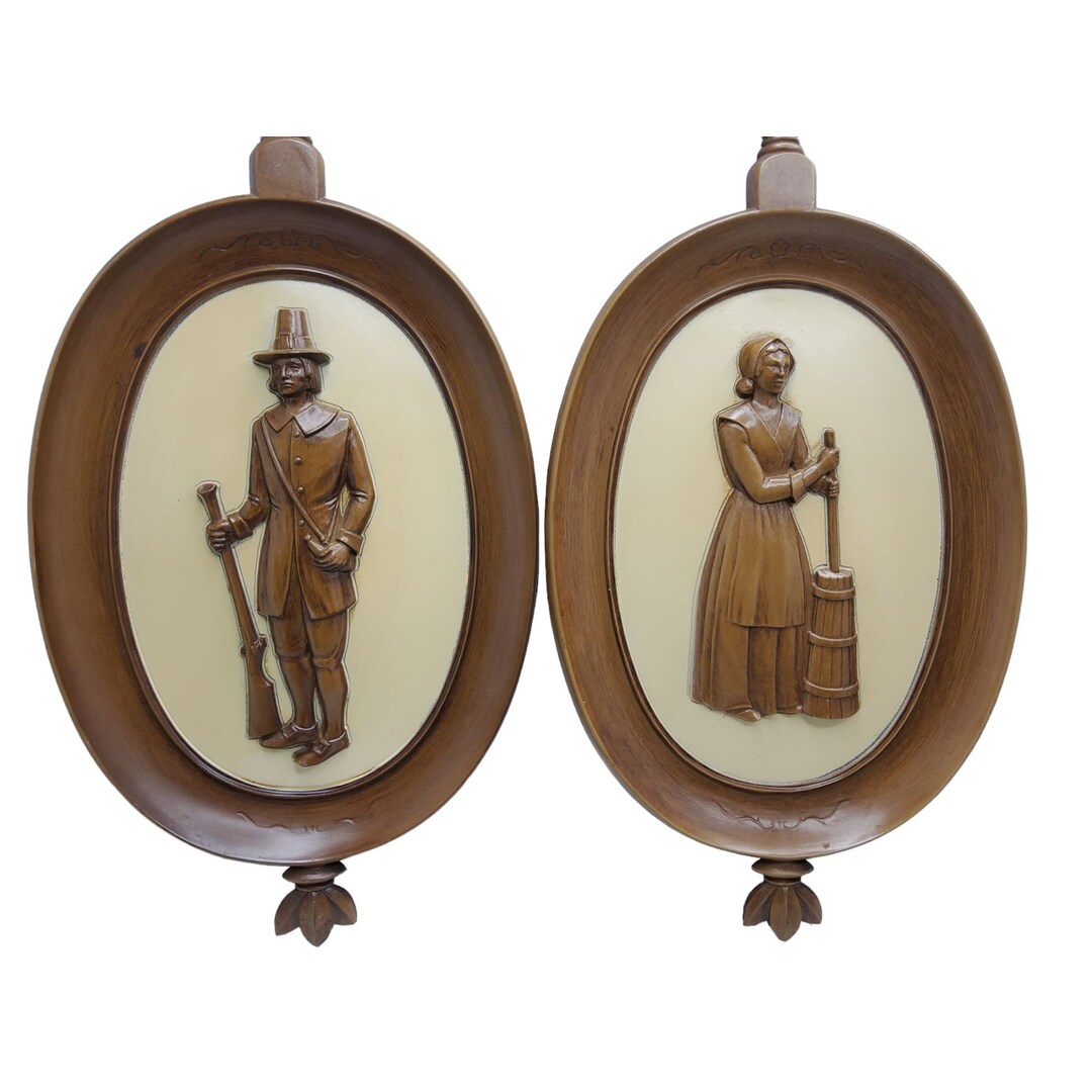Vintage 1960s Syroco Pilgram Man and Woman Wall Decor - Etsy