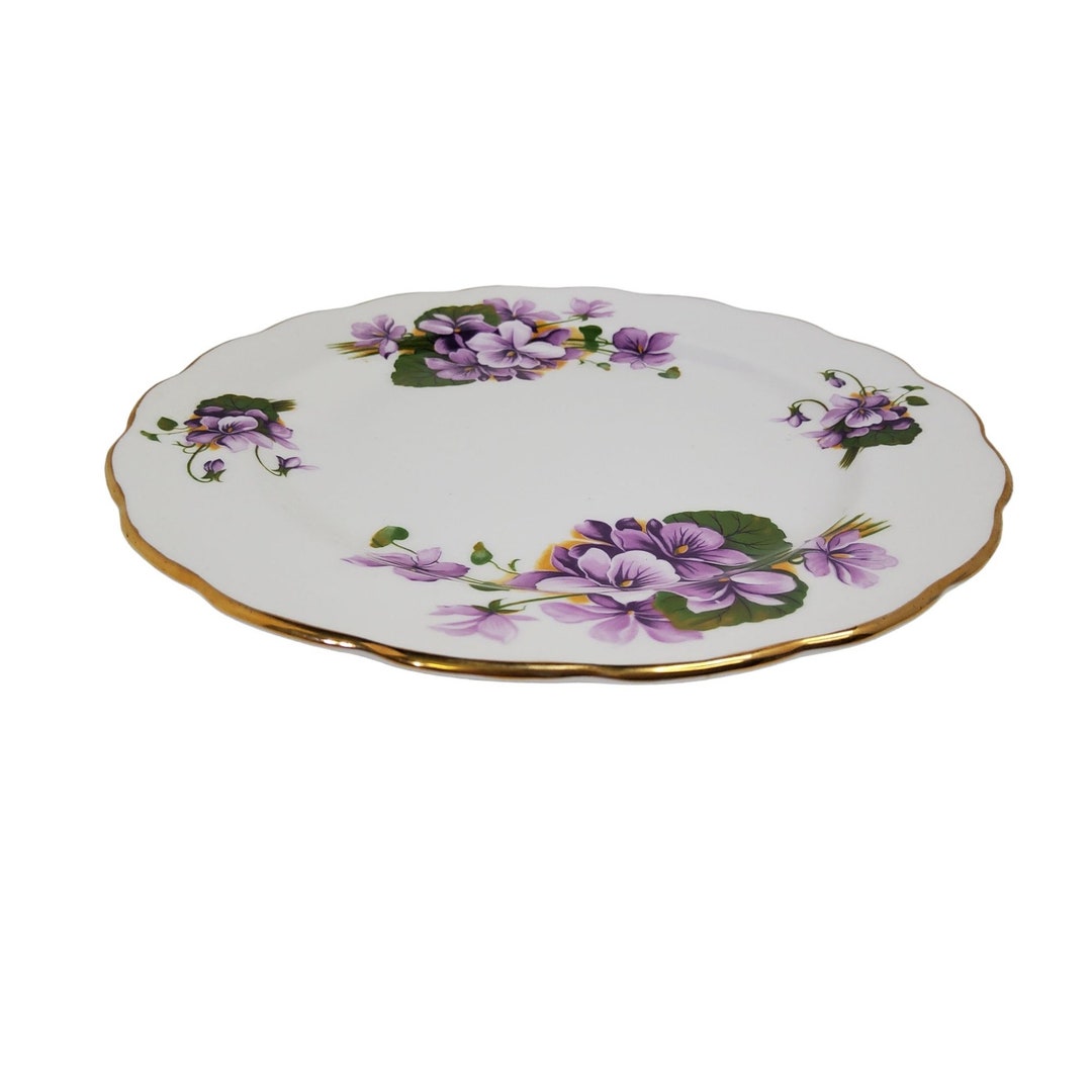 Vintage Royal Kent Bone China Purple Floral Pattern 7.75 Bread/desert ...