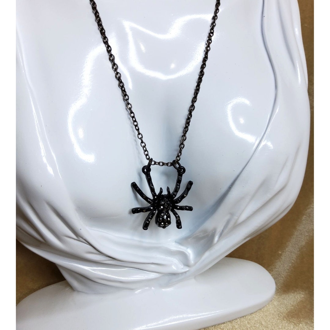 Vintage 1990s Gothic Black Metal Spider W/chrystal Lined Back and Legs ...