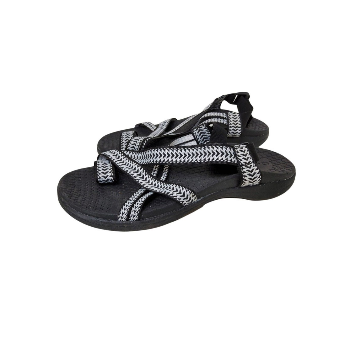 Airwalk Womens Black and White Arrow Pattern Adjustable Sandals Size ...