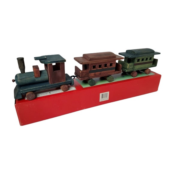 Vintage Red and Green Wooden Train by Windsor Collection | Etsy