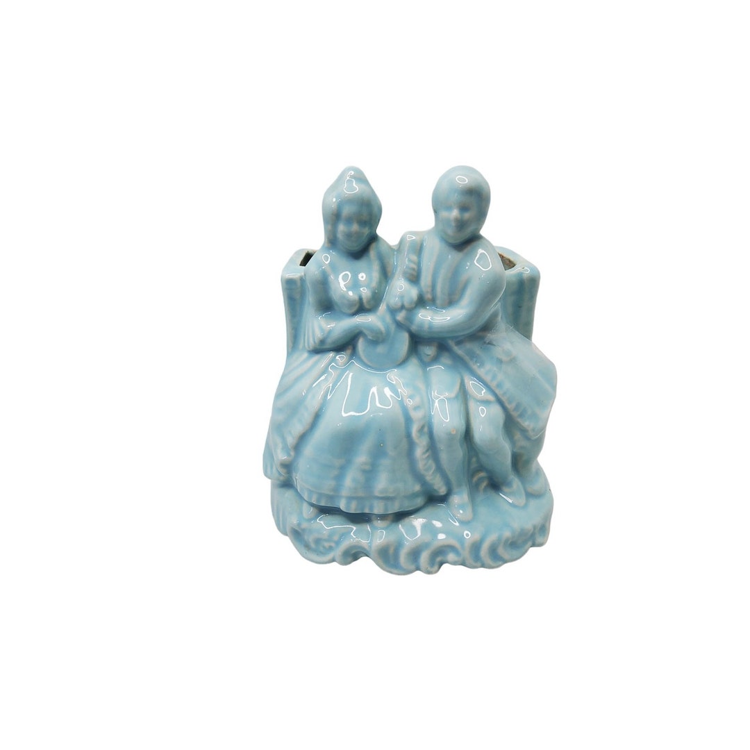 Vintage 1950s-60s Cameron Clay Lovers on a Bench Blue Glazed - Etsy