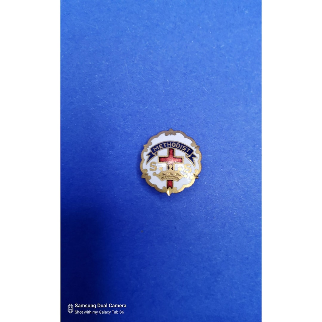 Vintage Little System Cross & Crown Enamel and Gold Methodist Sunday ...