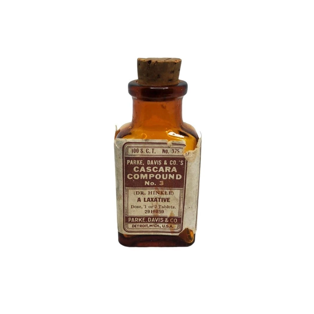 Vintage 1950s Parke Davis Co Cascara Compound Laxative Bottle - Etsy