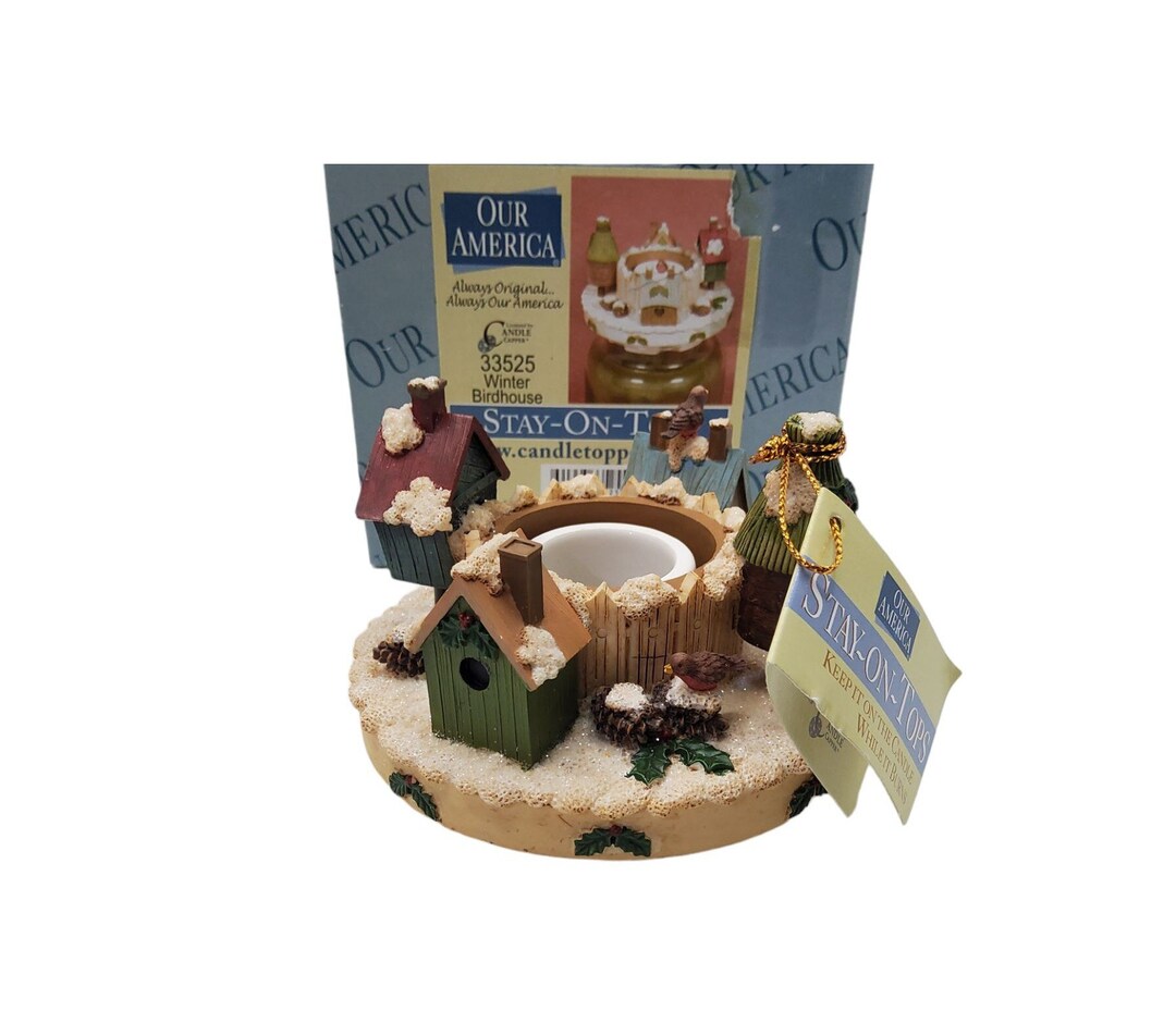 Vintage New Candle Capper Our America Winter Birdhouse Candle Topper - Etsy