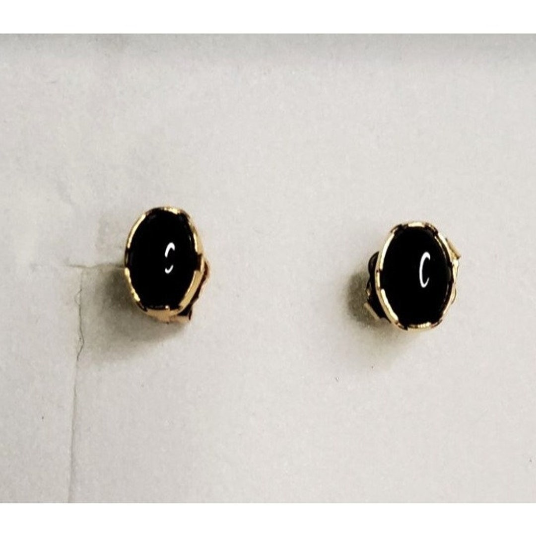 Vintage Wells Jewelry 14kt. Solid Gold Stud Earrings With Black Onyx ...