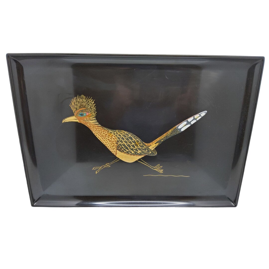 Vintage 1960s Couroc Resin Hand Inlayed Roadrunner Serving Tray - Etsy