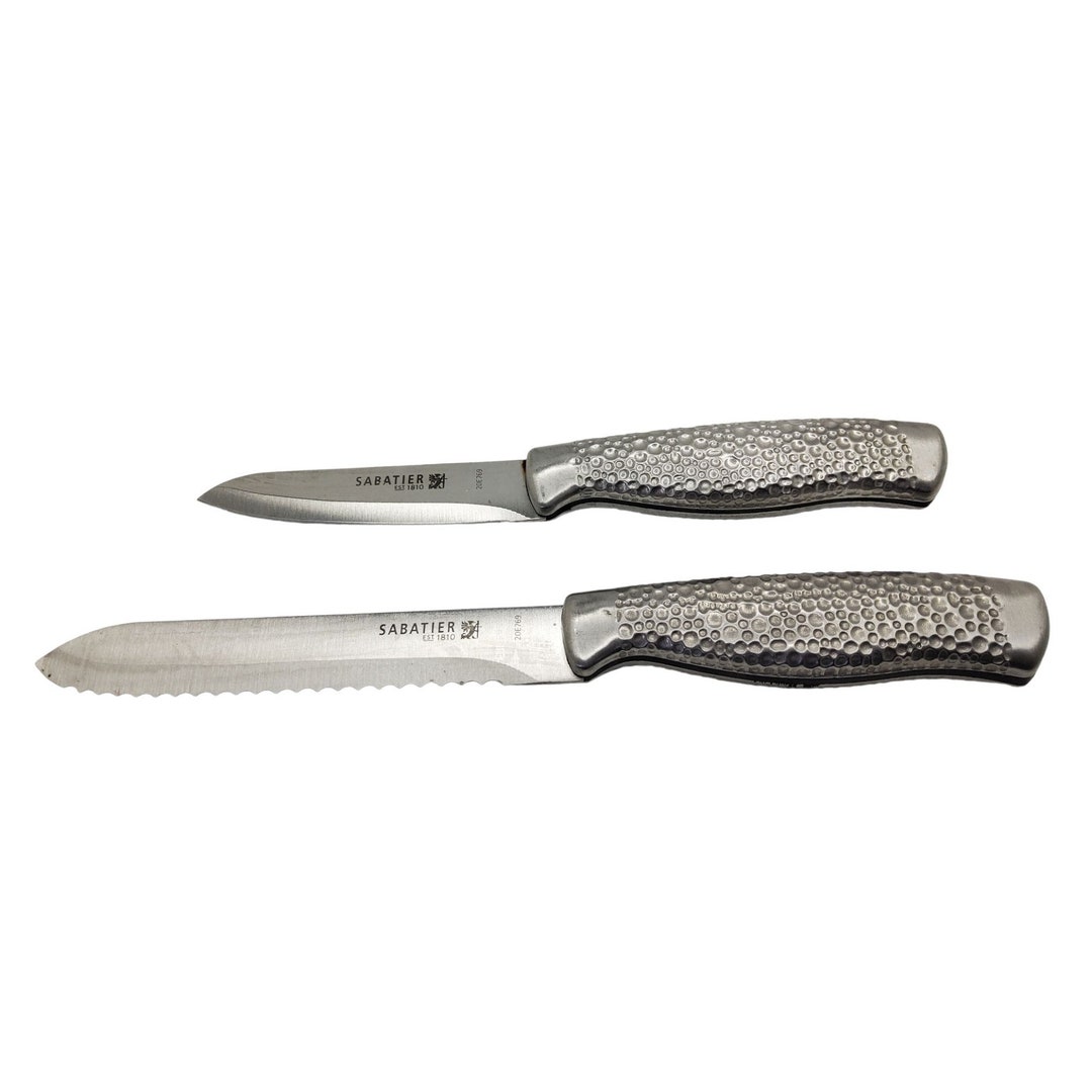 Pair of Serrated Blade and Smooth Blade Sabatier Aluminum Handle ...