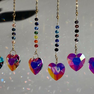 Heart Shaped Sun Catcher Crystal Suncatcher Gold Colorful Crystal ...