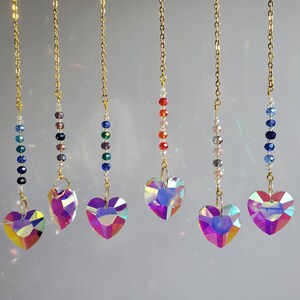Heart Shaped Sun Catcher Crystal Suncatcher Gold Colorful Crystal ...
