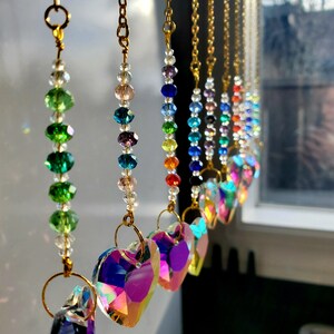 Heart Shaped Sun Catcher Crystal Suncatcher Gold Colorful Crystal ...