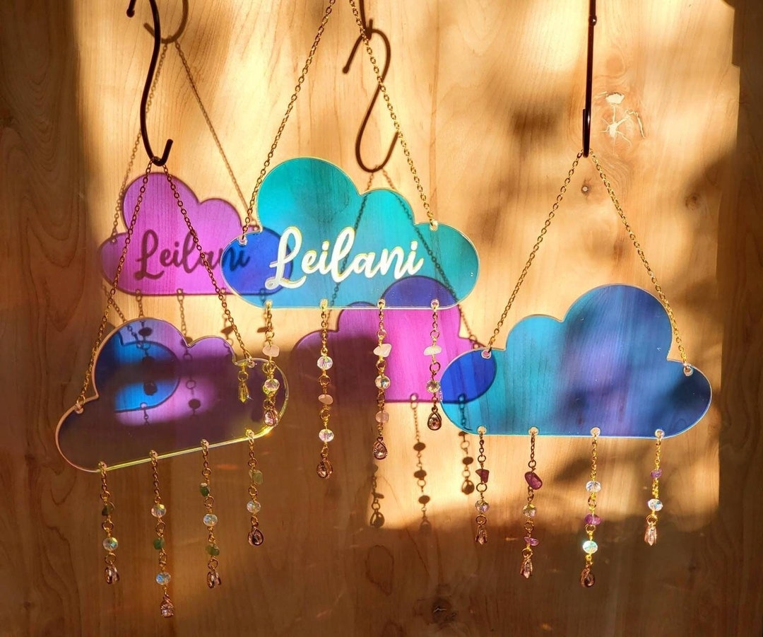 Iridescent Rain Cloud Sun Catcher Personalized Gift Custom Rainbow ...