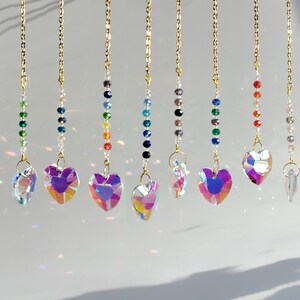 Heart Shaped Sun Catcher Crystal Suncatcher Gold Colorful Crystal ...