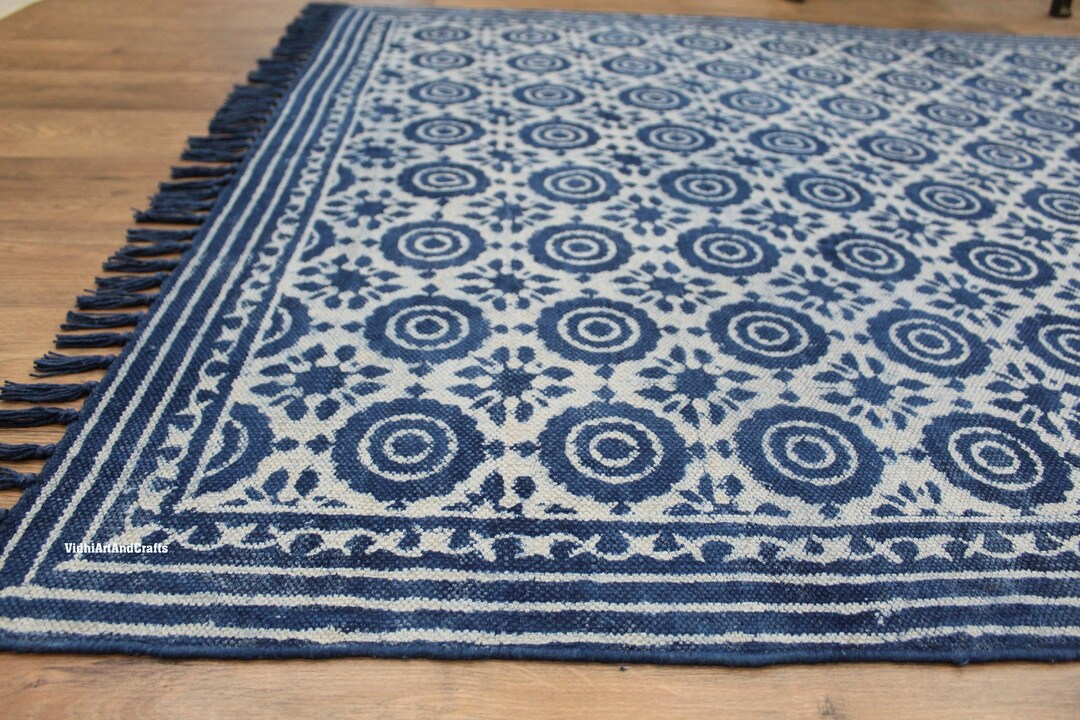 3x3 to 12x12 Square Rug, Indian Square Block Print Cotton Rug Rug ...
