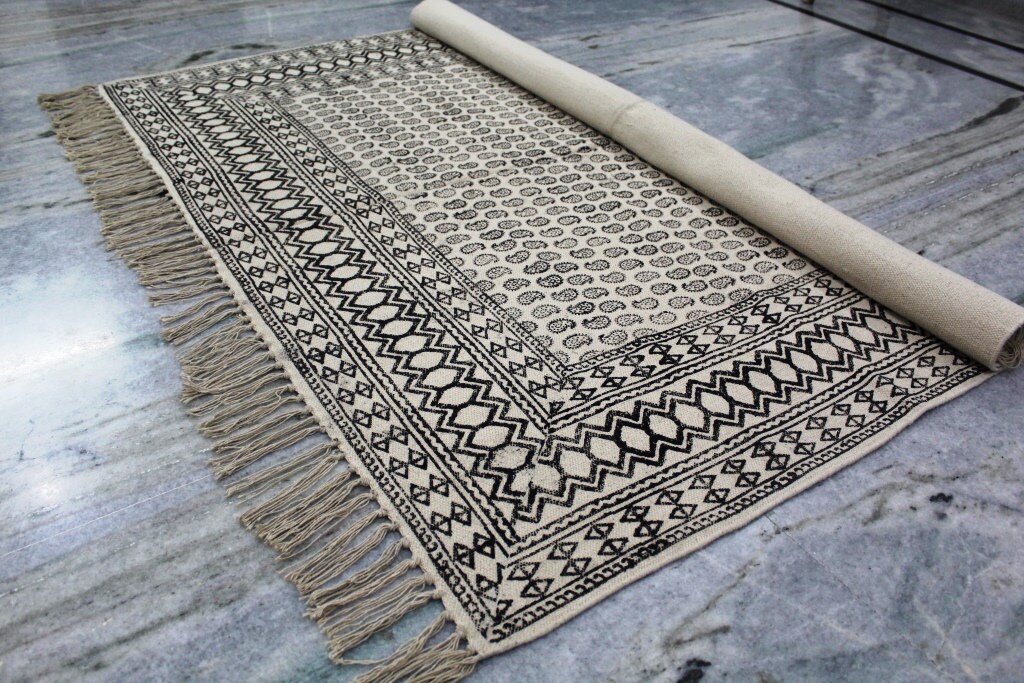 5x8 Area Rug Hand Block Print Rug Outdoor / Indoor/ Kitchen | Etsy