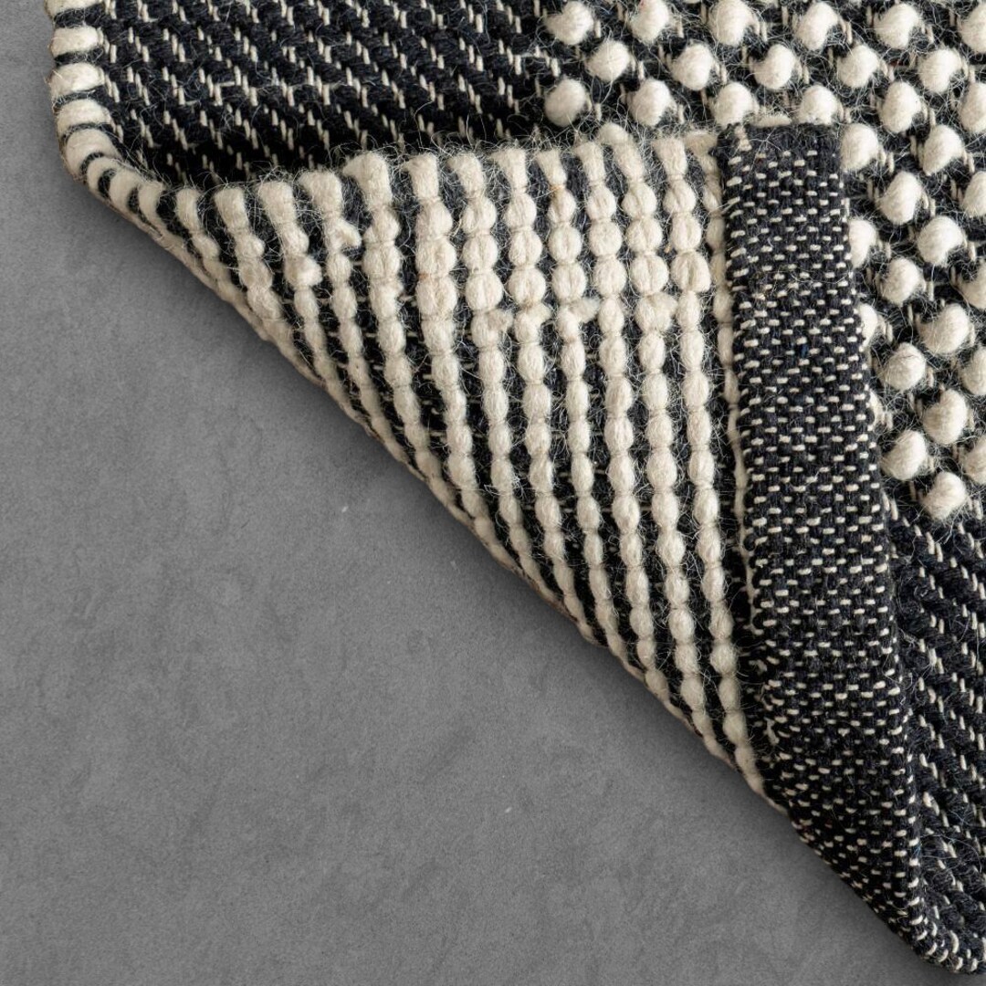 8x10 9x12 10x14 Handwoven Wool Rug , Black White Wool Area Rug, Living ...