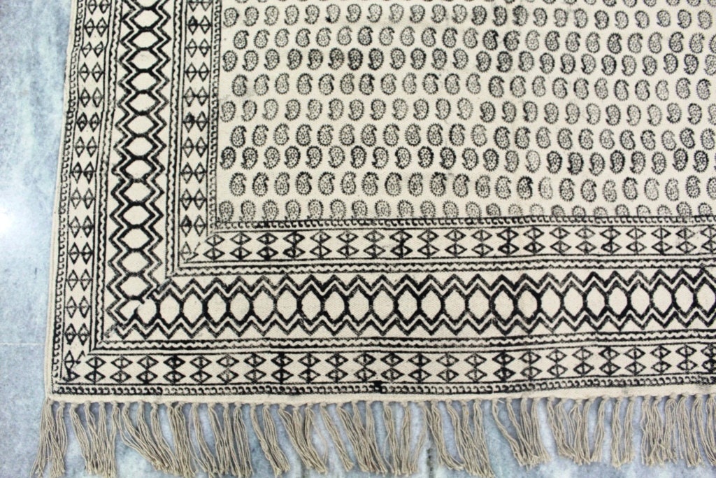 5x8 Area Rug Hand Block Print Rug Outdoor / Indoor/ Kitchen | Etsy