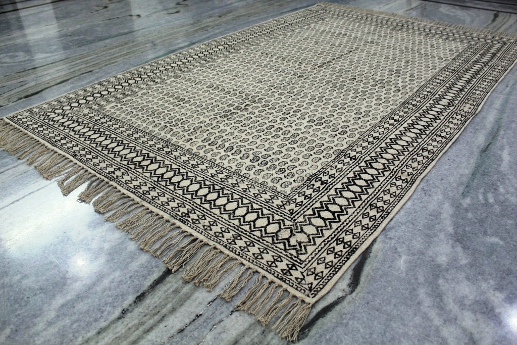 5x8 Area Rug Hand Block Print Rug Outdoor / Indoor/ Kitchen | Etsy