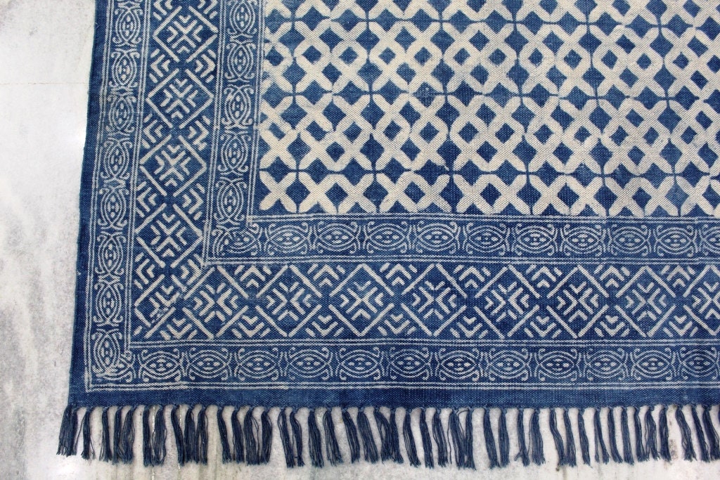 6x9 Indian Rug Cotton Rug Hand Block Print Rug Outdoor / | Etsy
