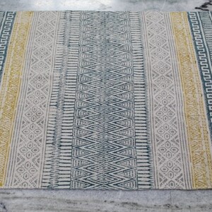 3X5 Area Rug, Hand Block Print Rug , Outdoor / Indoor/ Kitchen / Living ...