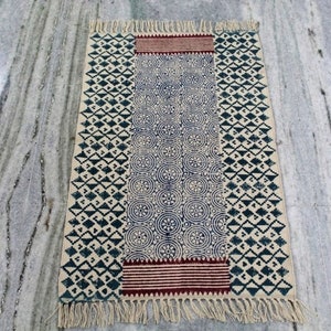 Indian Block Print Rug Handmade Rug Garden Rugkilim Rug - Etsy
