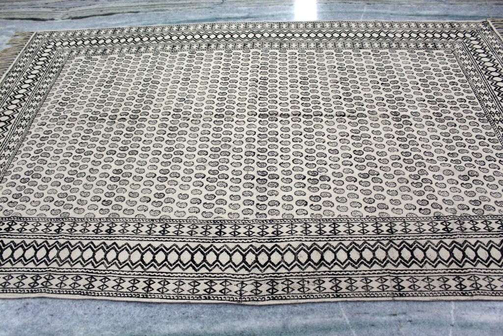5x8 Area Rug Hand Block Print Rug Outdoor / Indoor/ Kitchen | Etsy