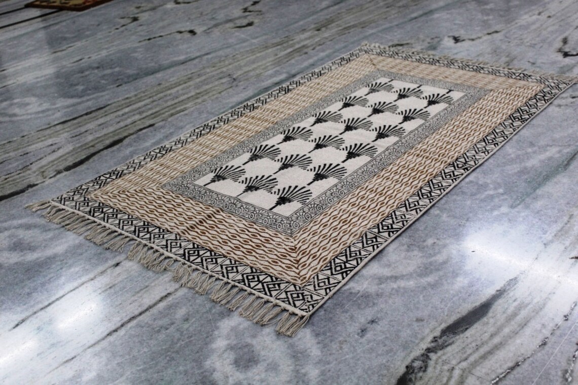 5x7 Handmade Rug Area Rug Hand Block Print Rug Outdoor / - Etsy