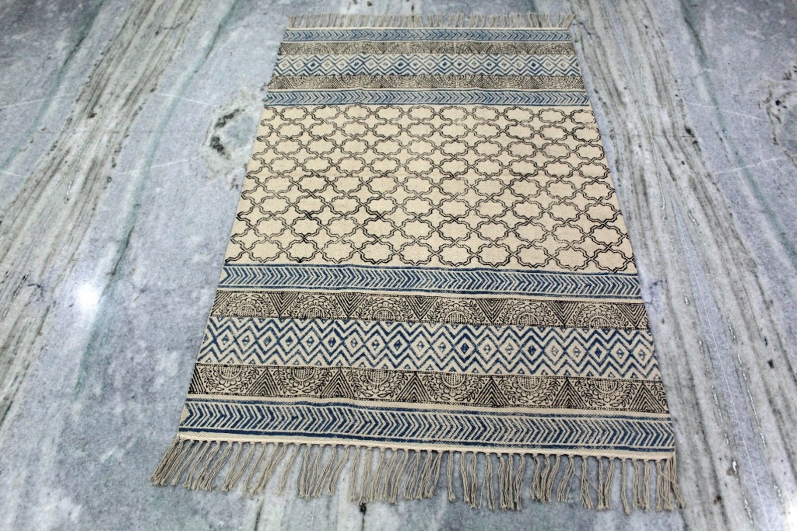 Extra Large 3x5 Indian Block Print Cotton Rug Home Decor - Etsy