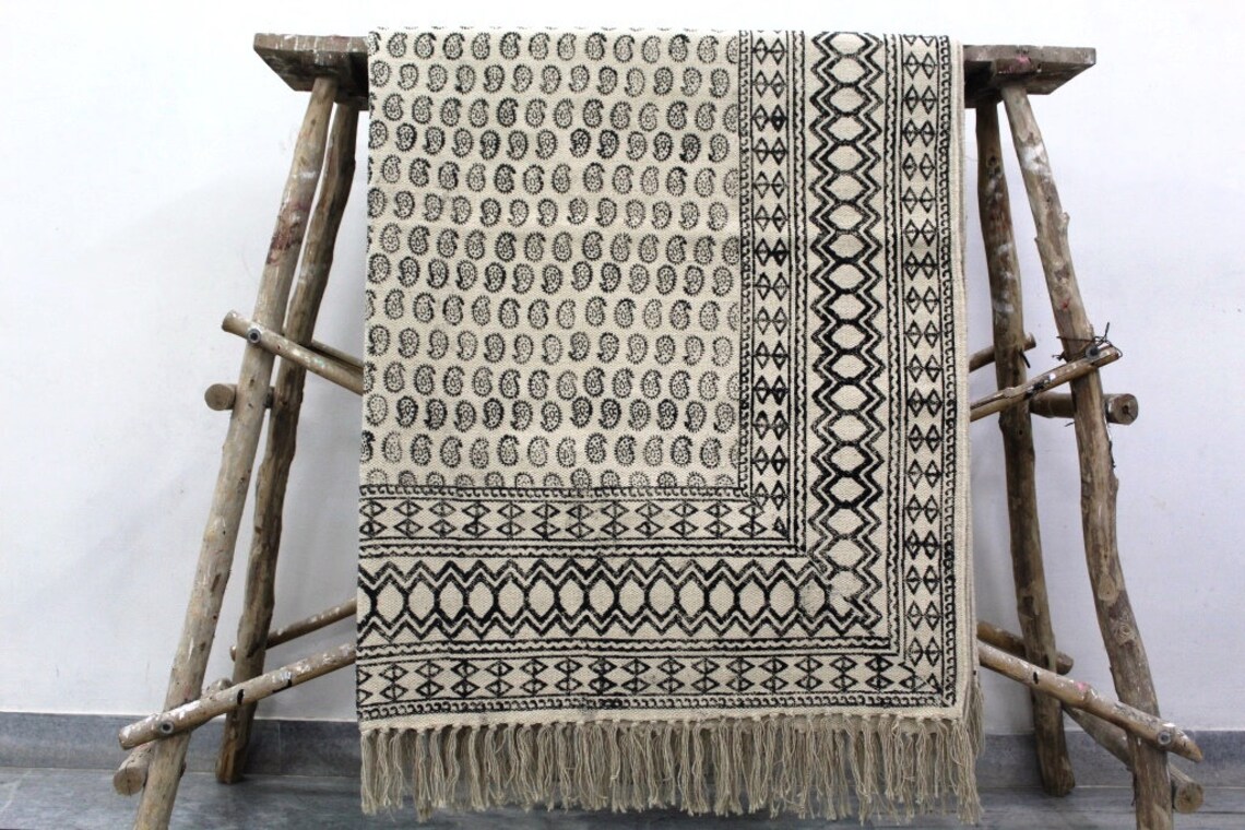 5x8 Area Rug Hand Block Print Rug Outdoor / Indoor/ Kitchen | Etsy