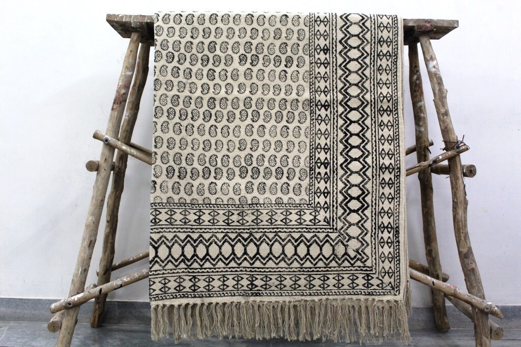 5x8 Area Rug Hand Block Print Rug Outdoor / Indoor/ Kitchen | Etsy