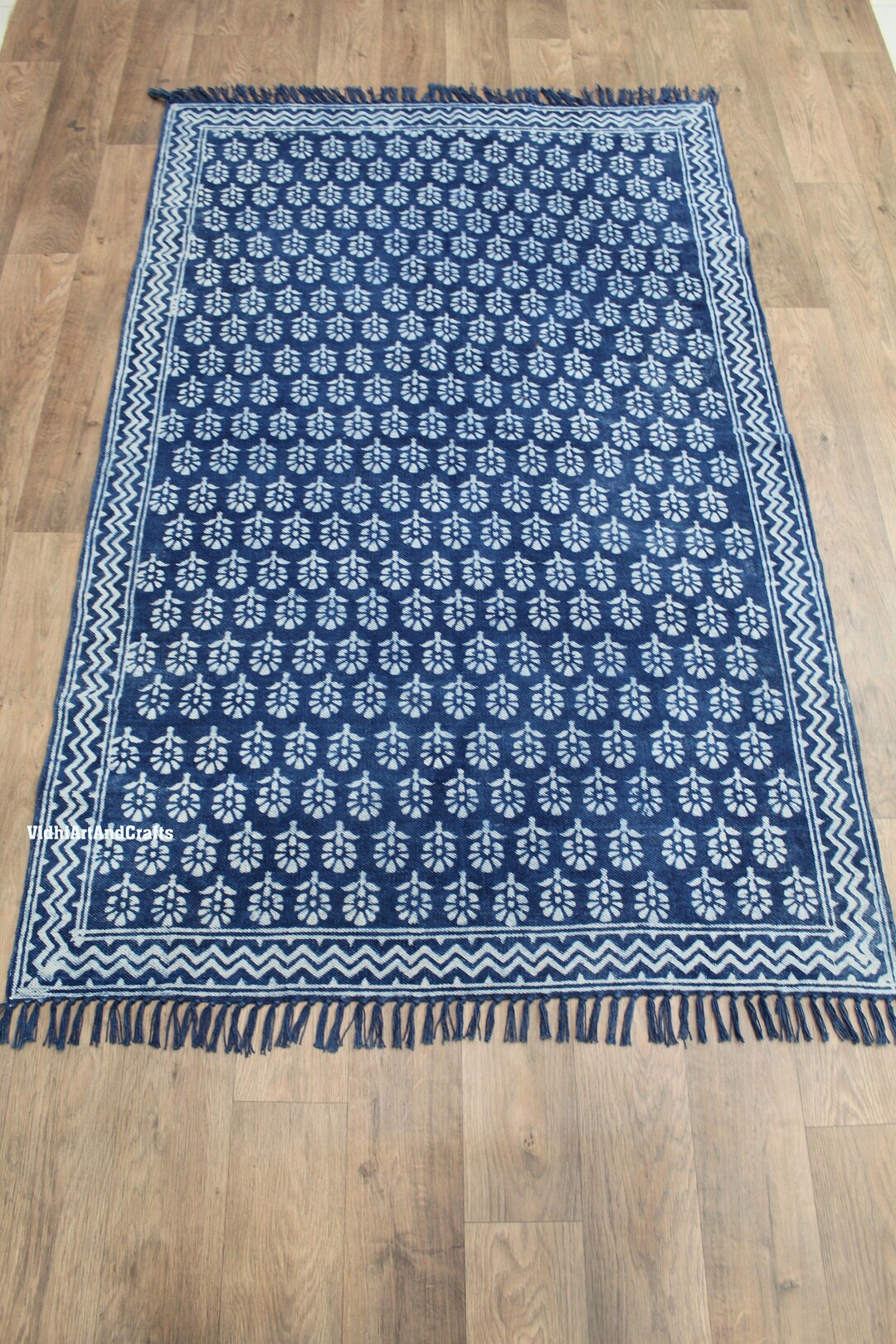 Large Blue Rug, 8x11 Feet Large Rug, Indian Rug, Cotton Rug, Indigo Rug ...