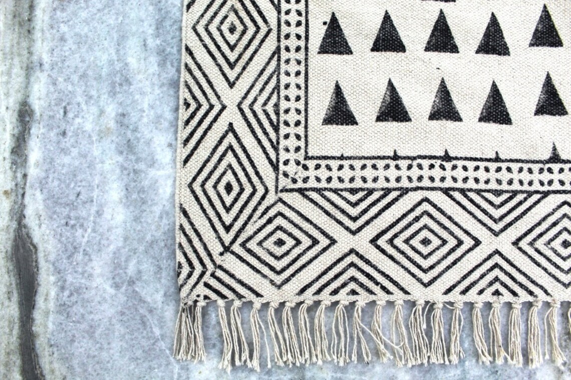 Indian Block Print Rug Handmade Rug Garden Rug Kilim Rug | Etsy