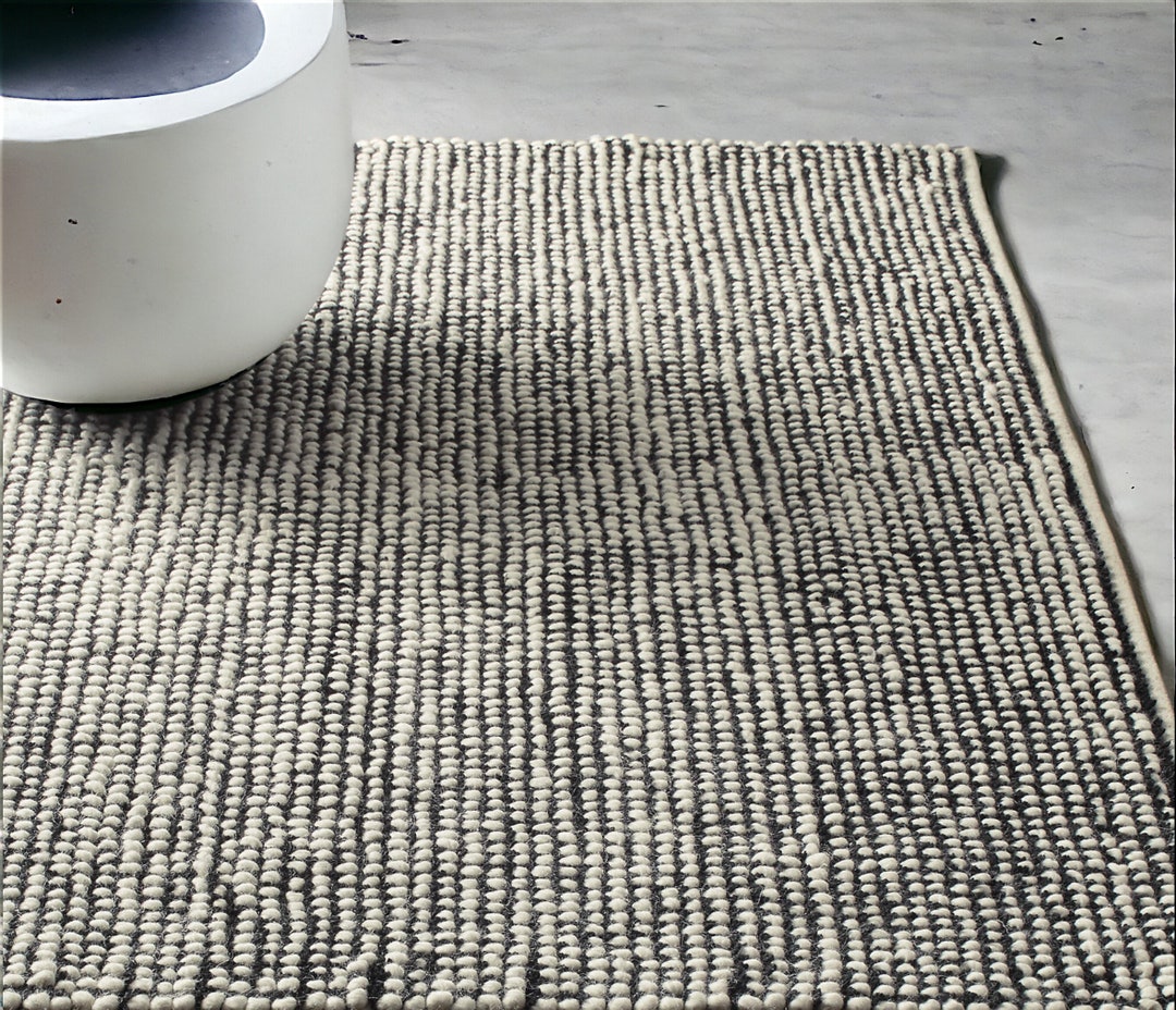 Handwoven Wool Rug Runner, Black White Wool Runner Rug, Entryway ...