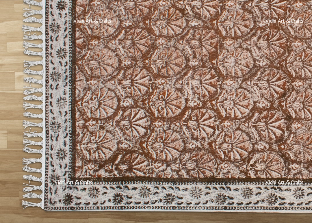 3x3 to 12x12 Square Rug, Indian Square Block Print Cotton Rug Rug ...