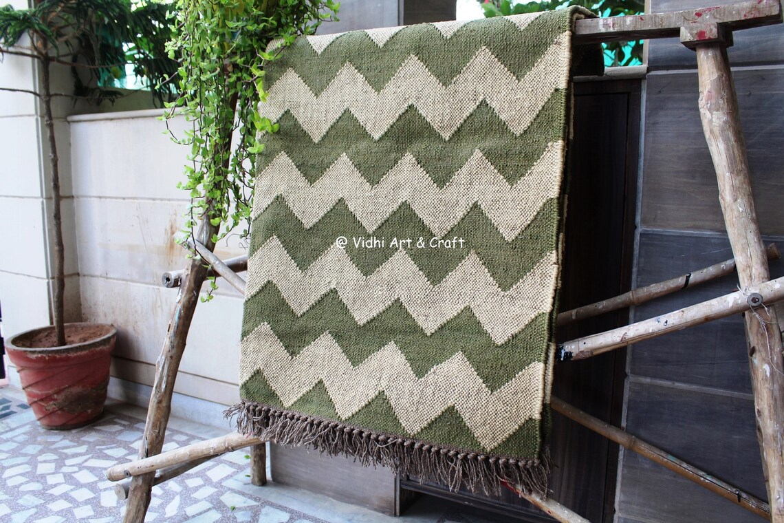 6x6 Green Rug Flat Weave Square Rug Square Wool Jute Rug - Etsy