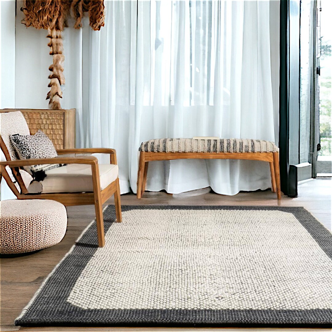 Handwoven Wool Rug Runner, Black White Wool Runner Rug, Entryway ...