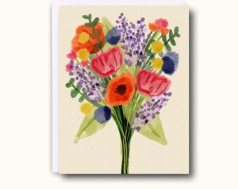 Flower Bouquet Greeting Card - Etsy