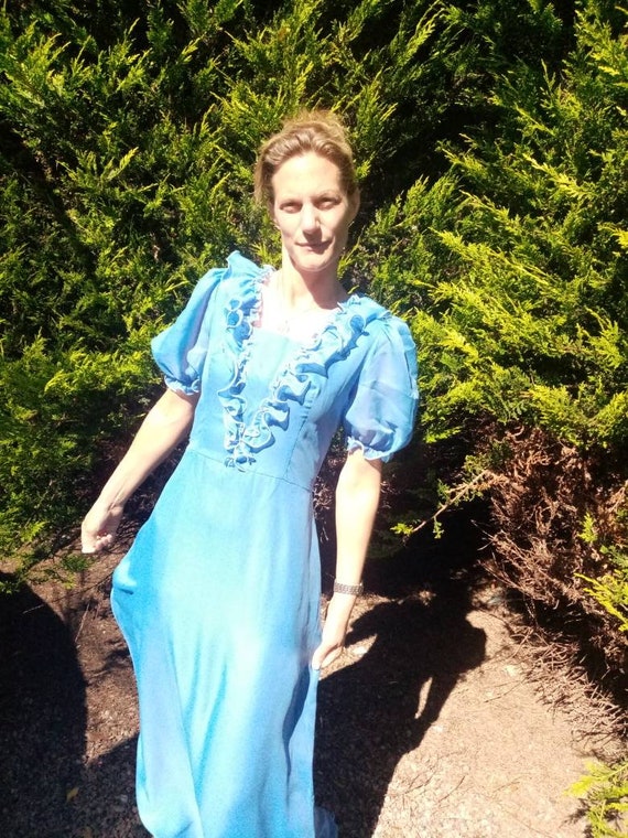 1970s maxi dress. Gorgeous ruffly, swirly, floaty, pu… - Gem