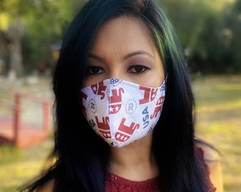 Patriotic American Flag Face Mask With Nose Wire and Filter Pocket - Etsy