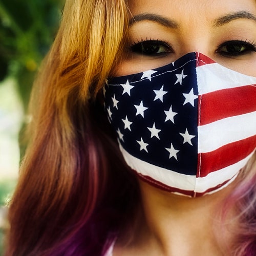 Patriotic American Flag Face Mask With Nose Wire and Filter - Etsy