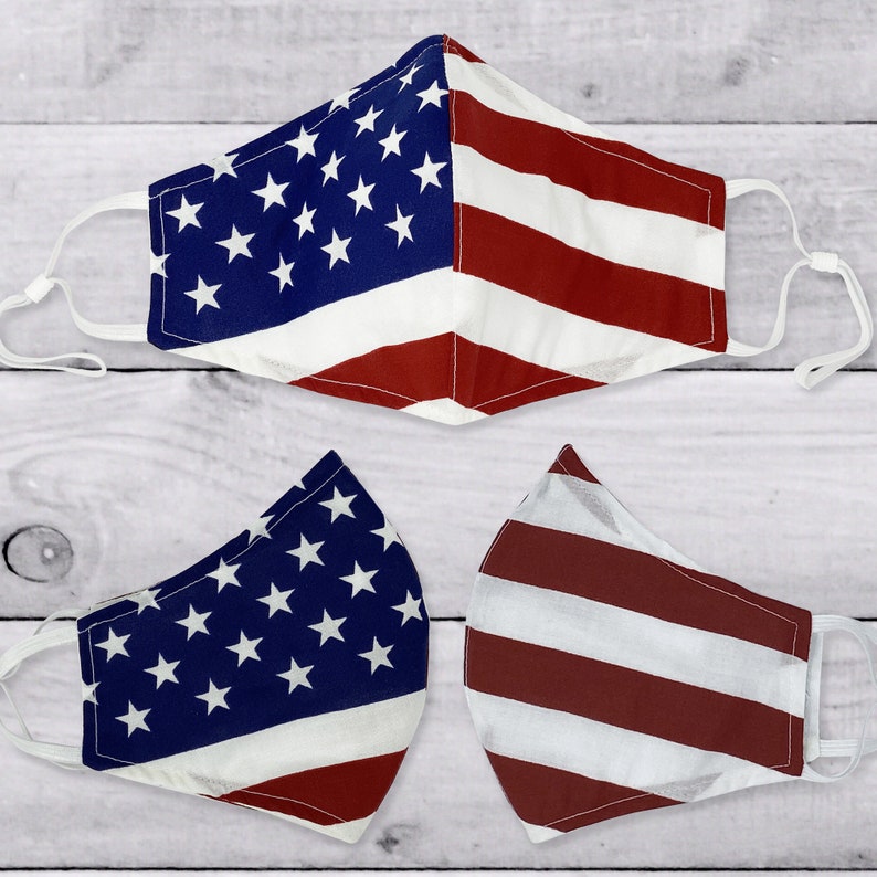 Patriotic American Flag Face Mask With Nose Wire And Filter | Etsy