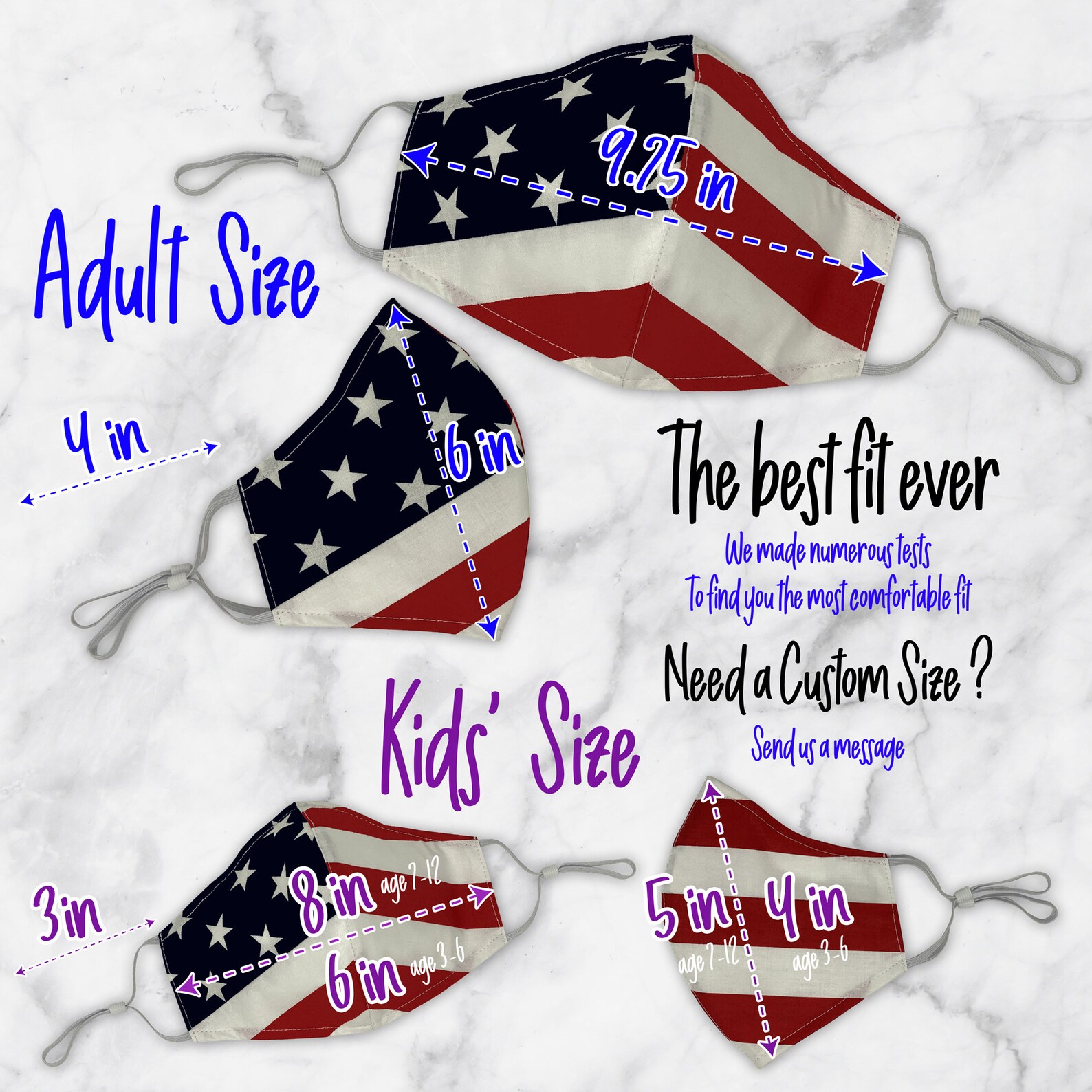 Patriotic American Flag Face Mask With Nose Wire and Filter Pocket - Etsy