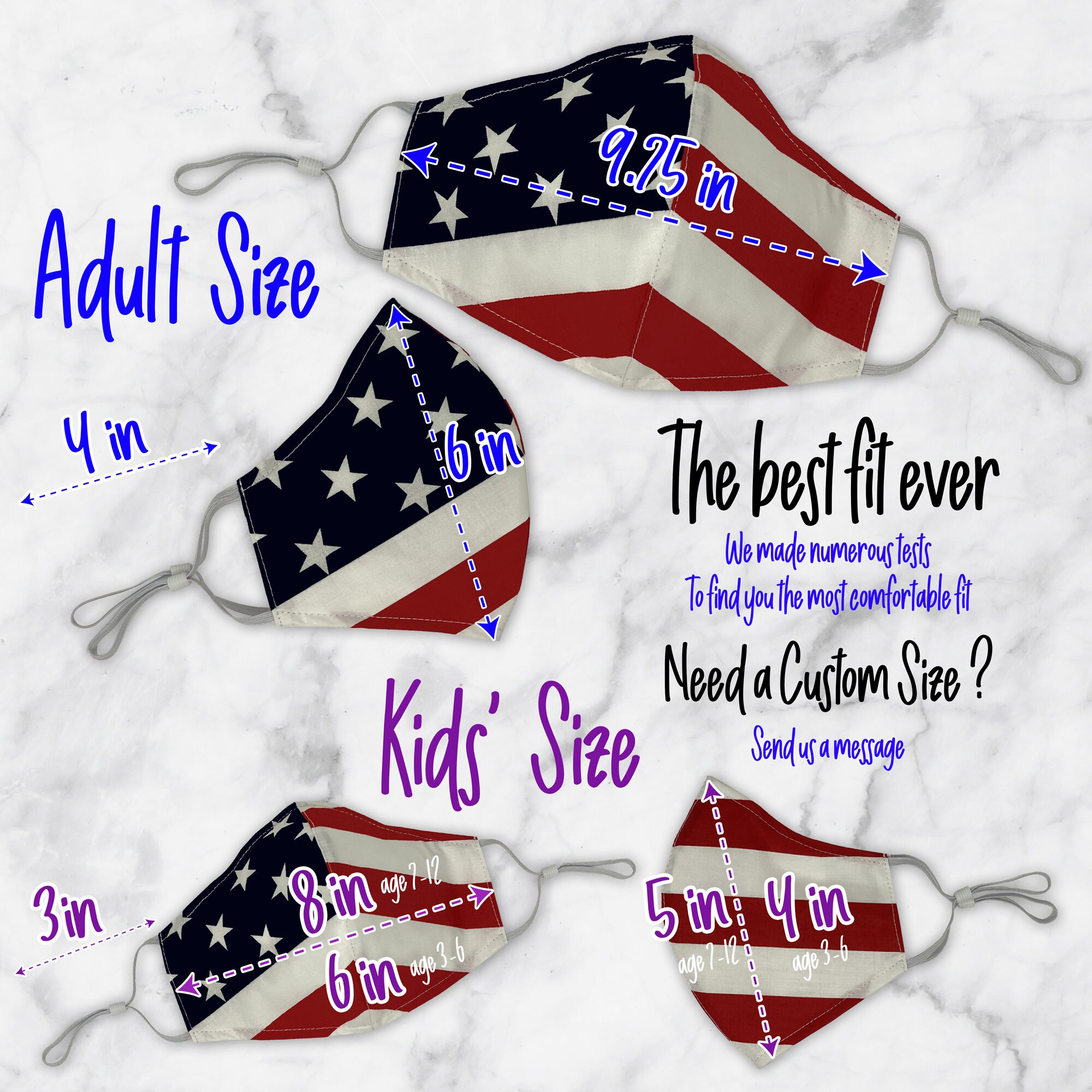 Patriotic American Flag Face Mask With Nose Wire and Filter - Etsy