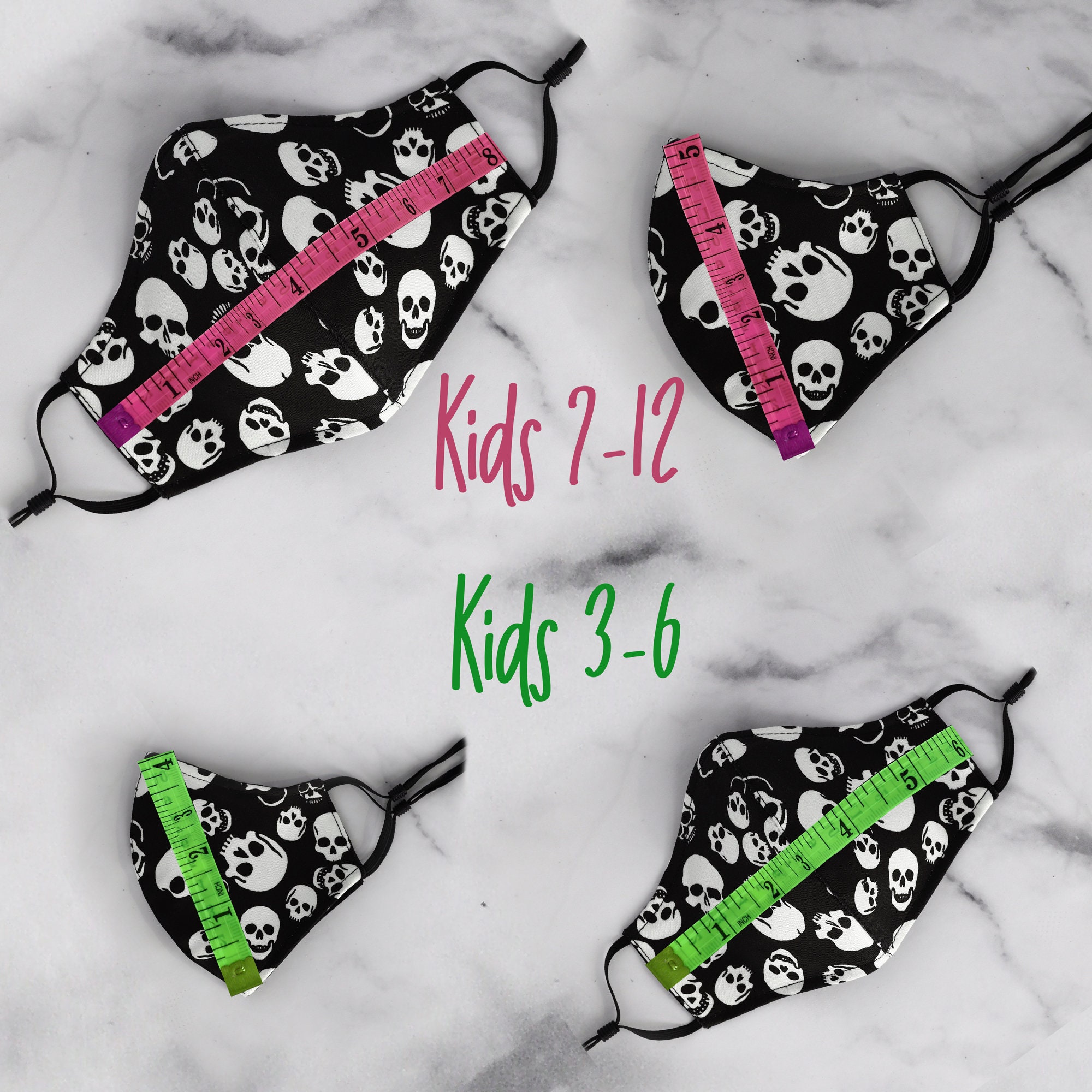 Skulls Face Mask / 3 capas con alambre nasal y bolsillo de | Etsy