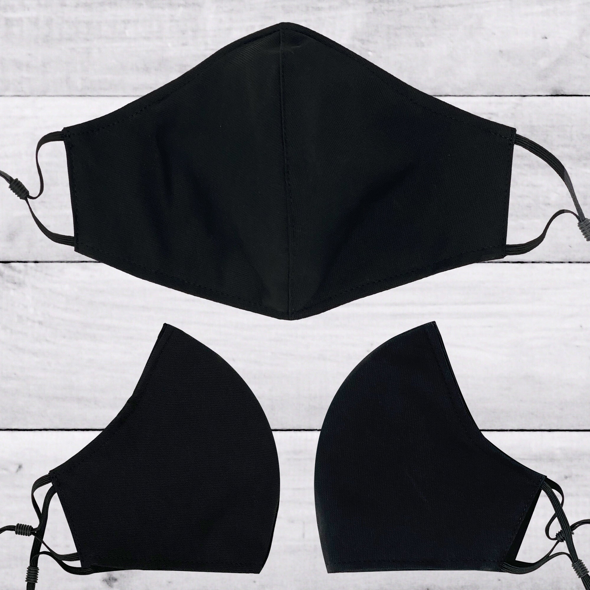 Black Solid Color Face Mask With Nose Wire and Filter Pocket 3 - Etsy