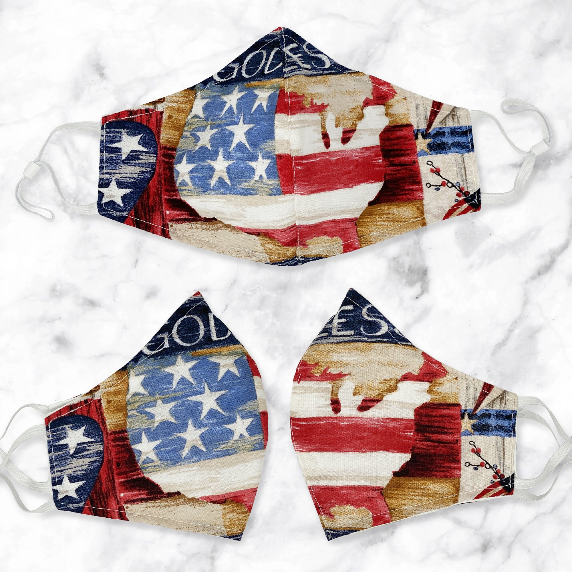 Patriotic United States Map American Flag Face Mask With Nose | Etsy