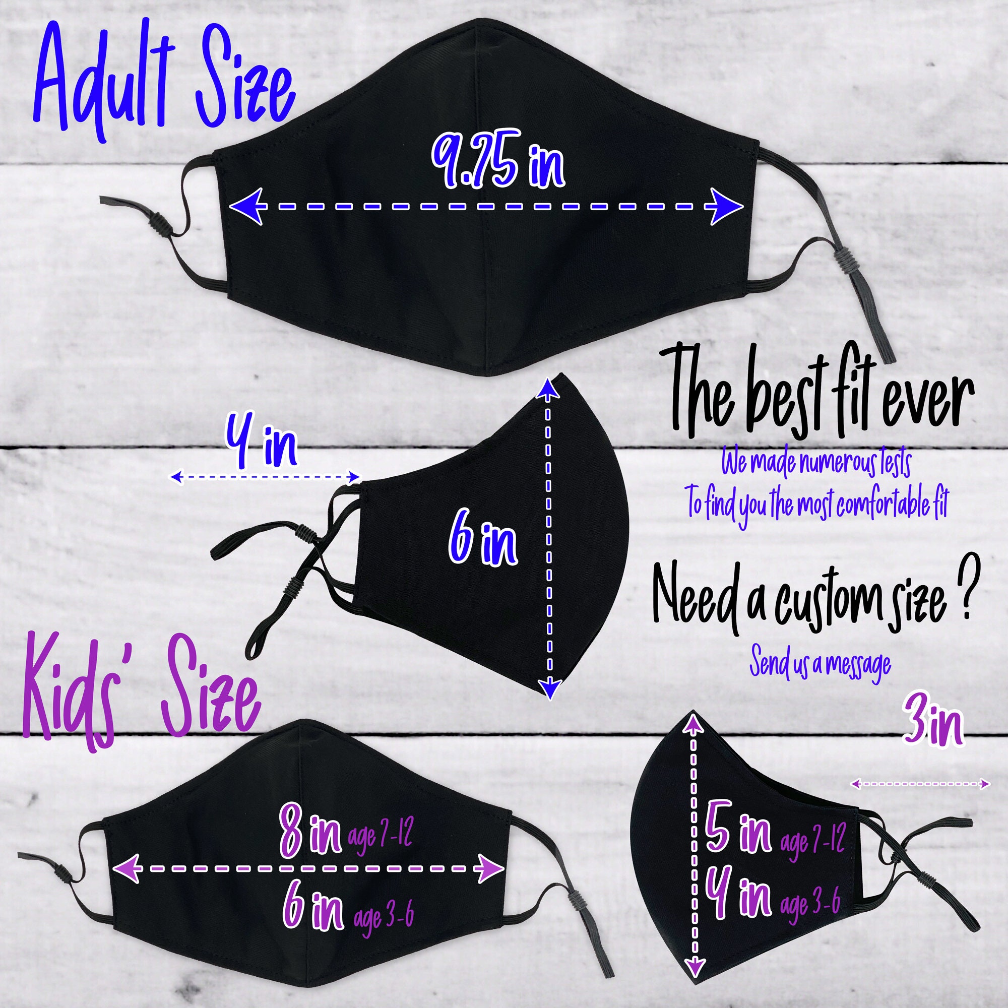 Black Solid Color Face Mask With Nose Wire and Filter Pocket 3 - Etsy